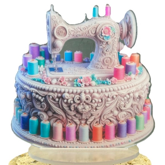Party Supplies | Large 7 2d Sewing Machine Themed Cake Topper Clear ...